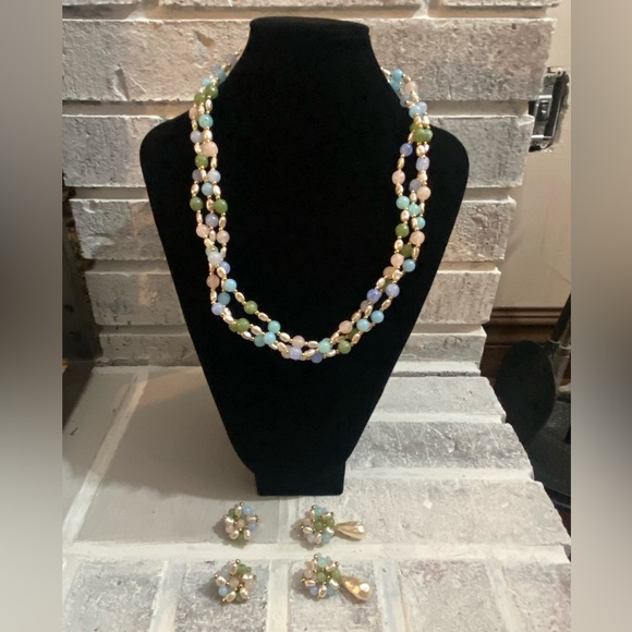 Jewelry | Vintage 3strand Quarts Bead Necklace W 2 Sets Of Clipon ...